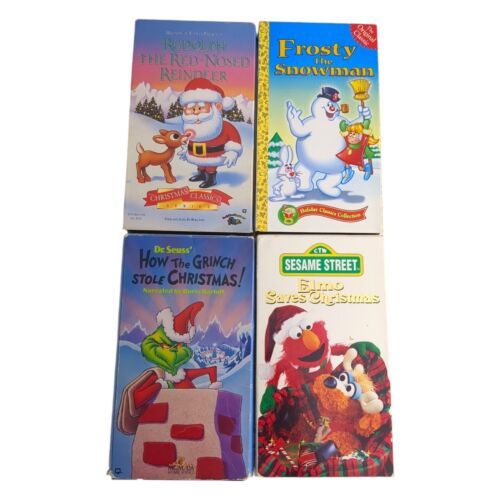 VTG 4 VHS Christmas Lot - Rudolph Red Nosed Reindeer Frosty Grinch Elmo ...