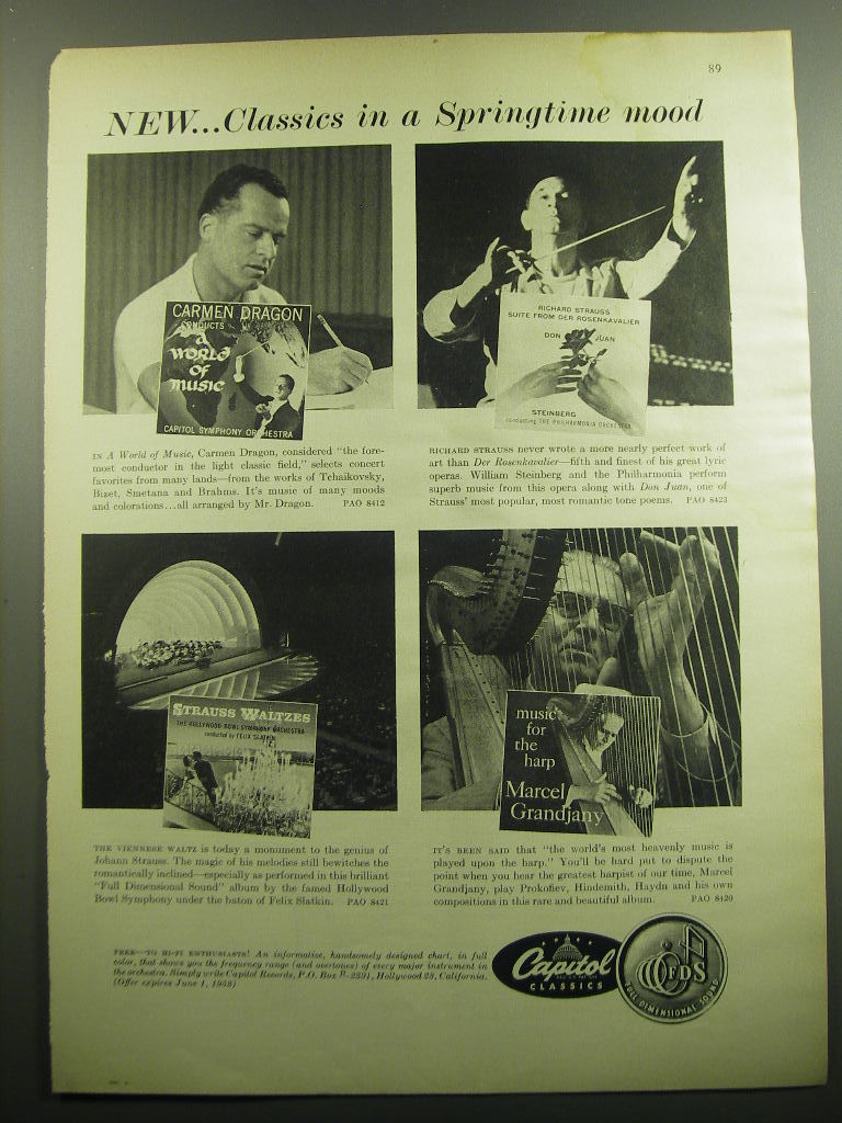 1958 Capitol Records Ad - classics in a springtime mood - 1980-89