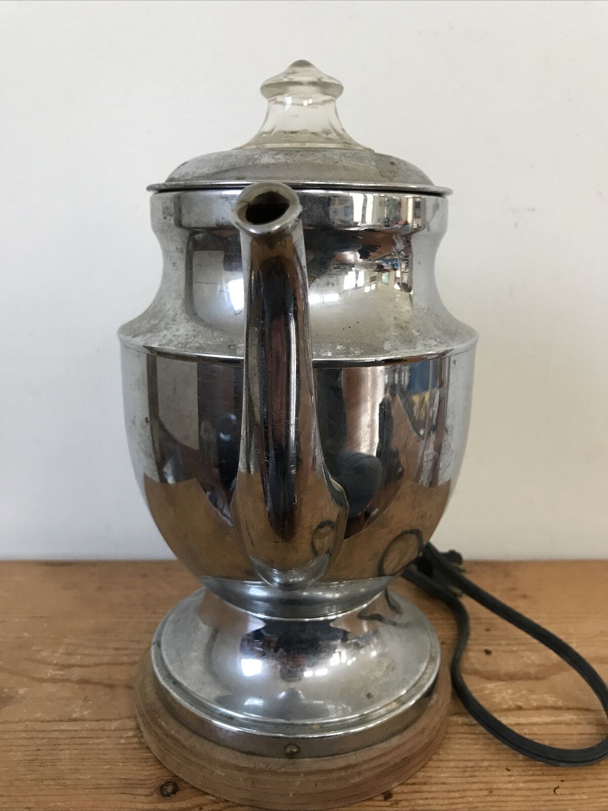 Antique Vintage 1920s Chrome Metal Wood Handle Base Coffee Percolator ...