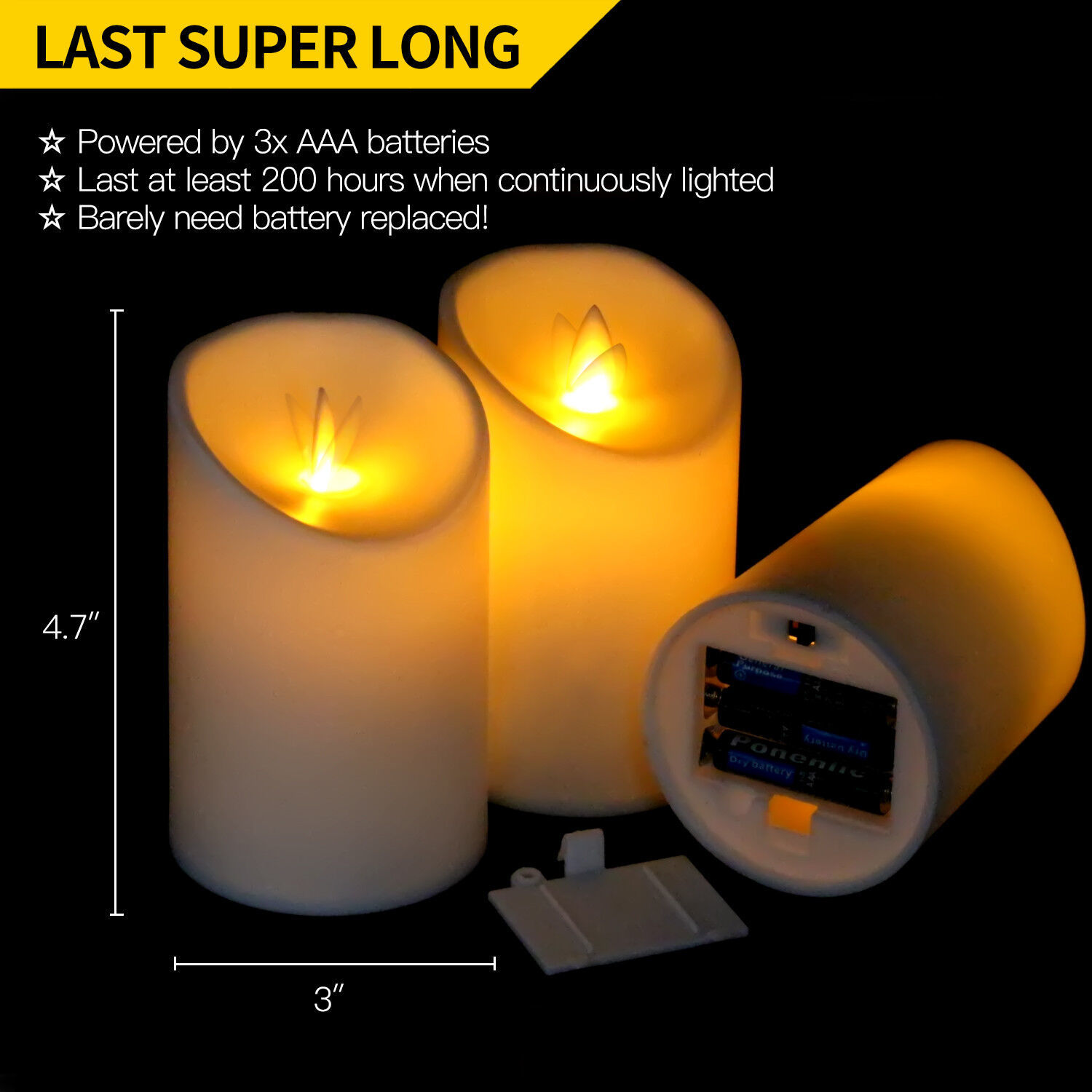 Novelty Place Flickering LED Candles Lifelike Swinging Frame Realistic ...