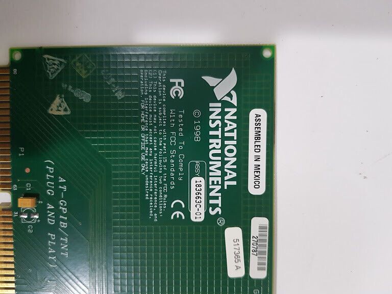 National Instruments AT-GPIB/TNT 183663C-01 ISA PC Interface DAQ IEEE ...