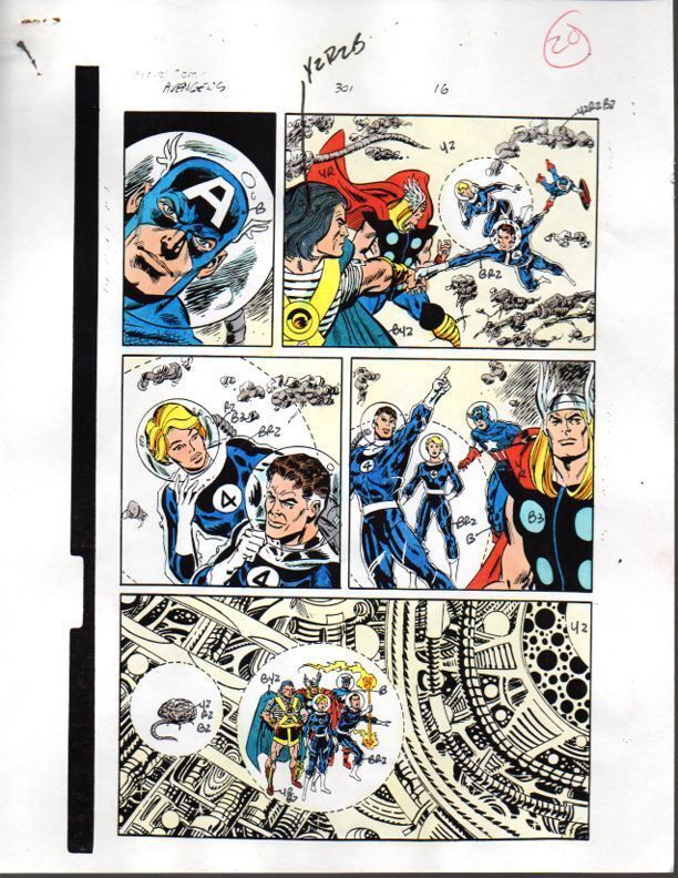 1989 Avengers 301 Marvel color guide art pg: Fantastic Four/Captain ...