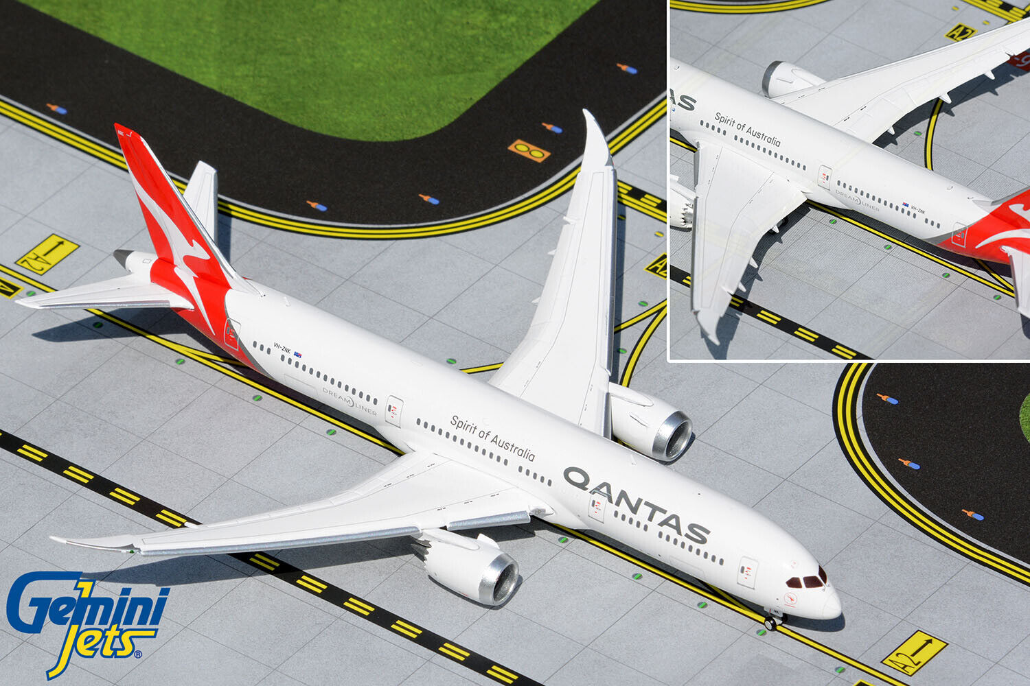 Qantas Boeing 787-9 Flaps Down VH-ZNK Gemini Jets GJQFA1995F Scale 1: ...