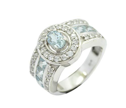 Indian 925 Solid Sterling Silver Elegant Natural Blue Ring, Blue Topaz ...