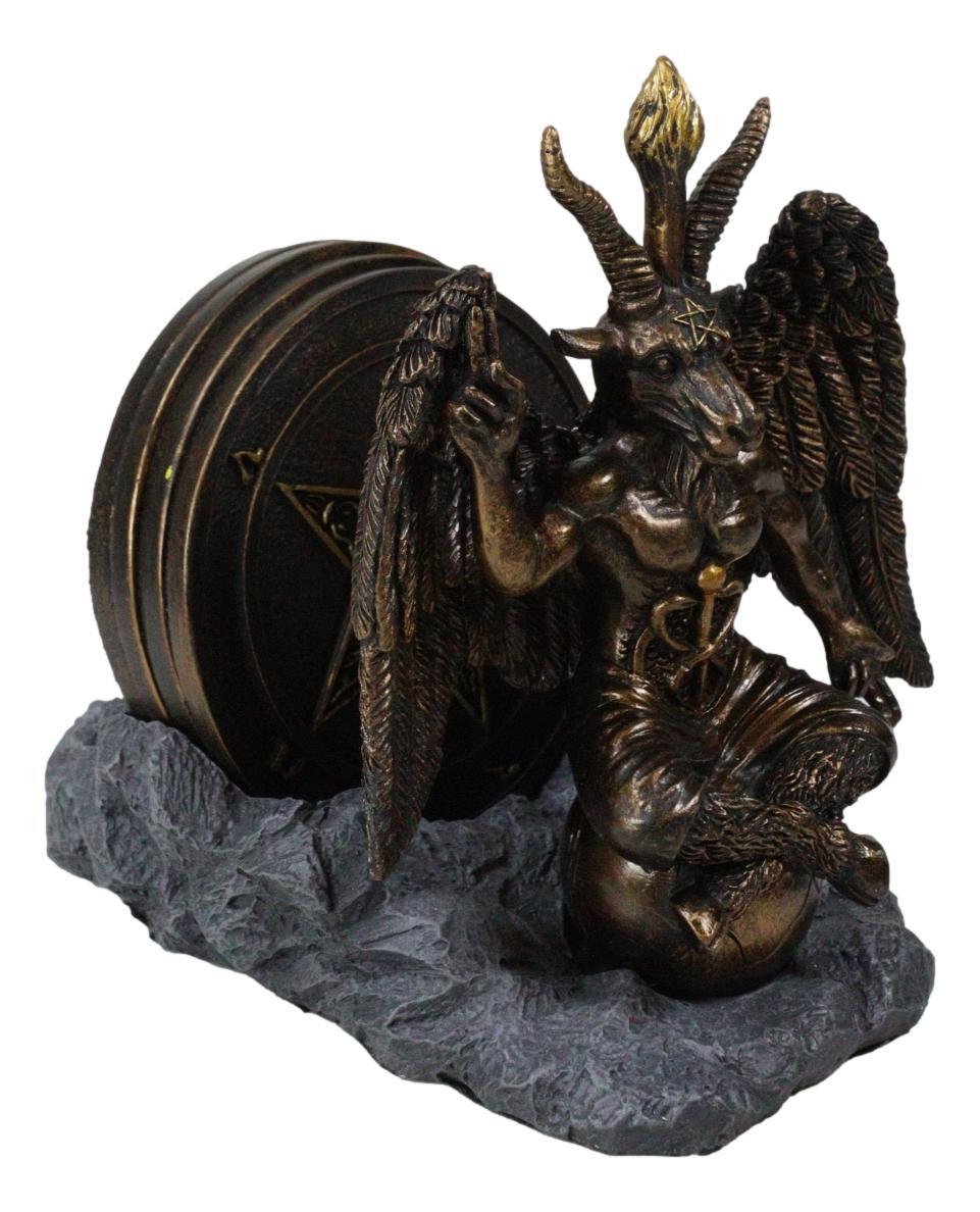 Wicca Occult Sabbatic Goat Baphomet Sitting On Globe Round Coaster ...