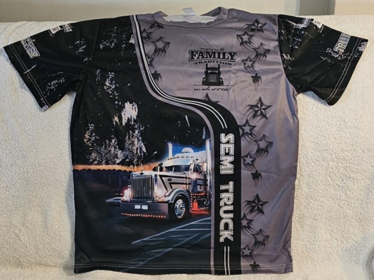 SEMI TRUCK TRUCKER BIG RIG FAMILY TRADITION ONE MILE AT A TIME T-SHIRT ...