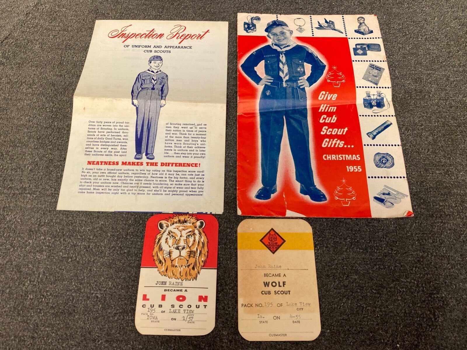 VTG 1955 CUB SCOUTS CHRISTMAS CATALOG UNIFORM INSPECTION REPORT CARDS ...