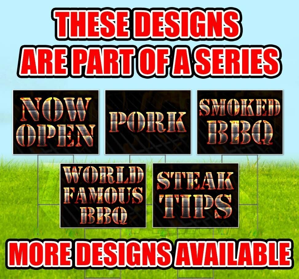 BBQ SMOKED MULLET 18x24 Yard Sign WITH STAKE Corrugated Bandit BUSINESS ...