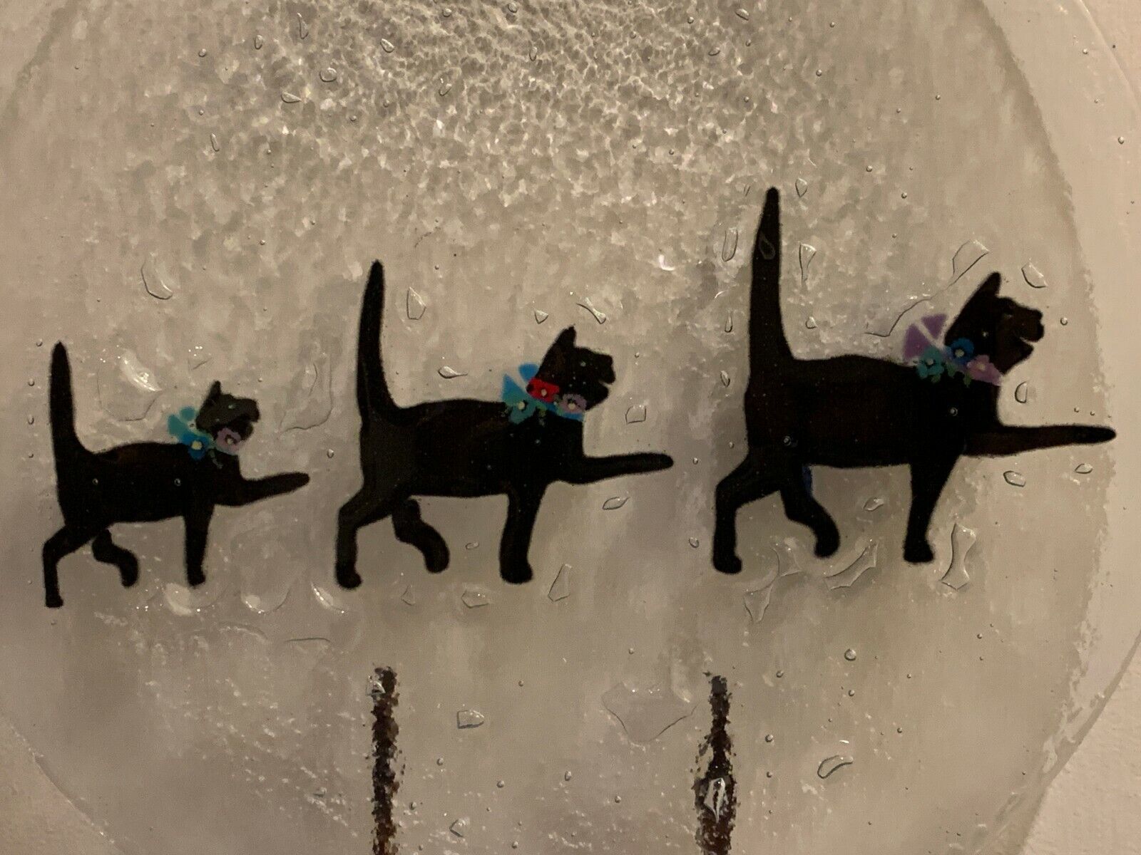 Fused Studio Art Glass Cats Plate Signed by Artist Provost - Plates