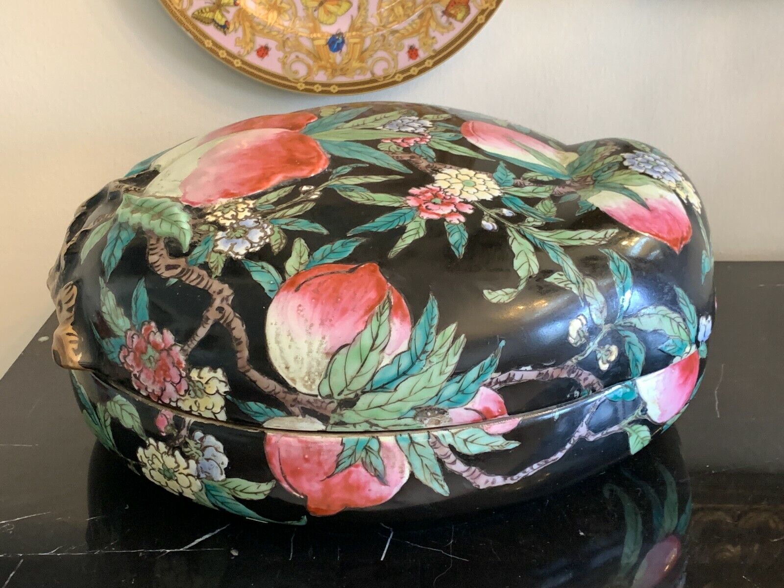 Antique Chinese Huge Porcelain Temple Altar Longevity Fruit Box ...