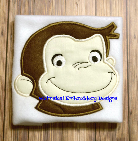 Curious George Applique Machine Embroidery Design - Digital Art