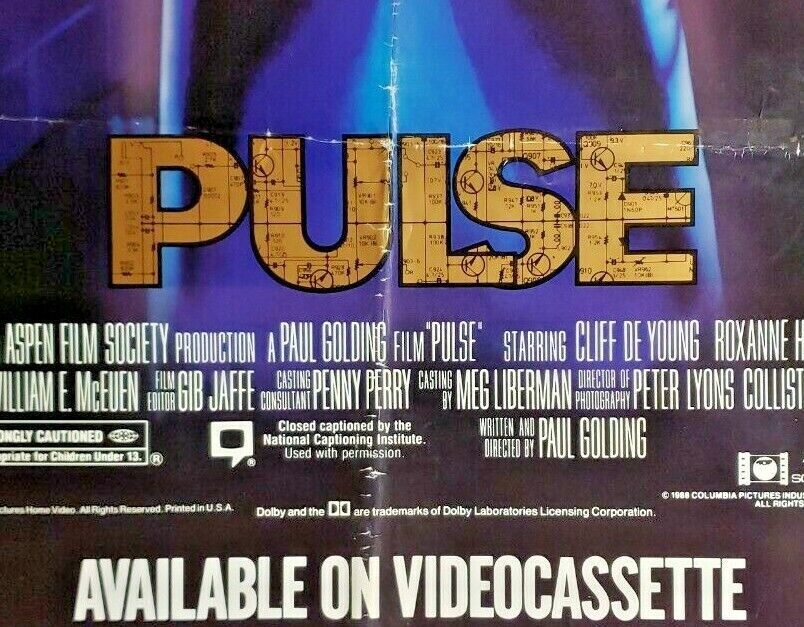 1988 Pulse Original Movie Poster Sci-fi horror Columbia Pictures 214 ...