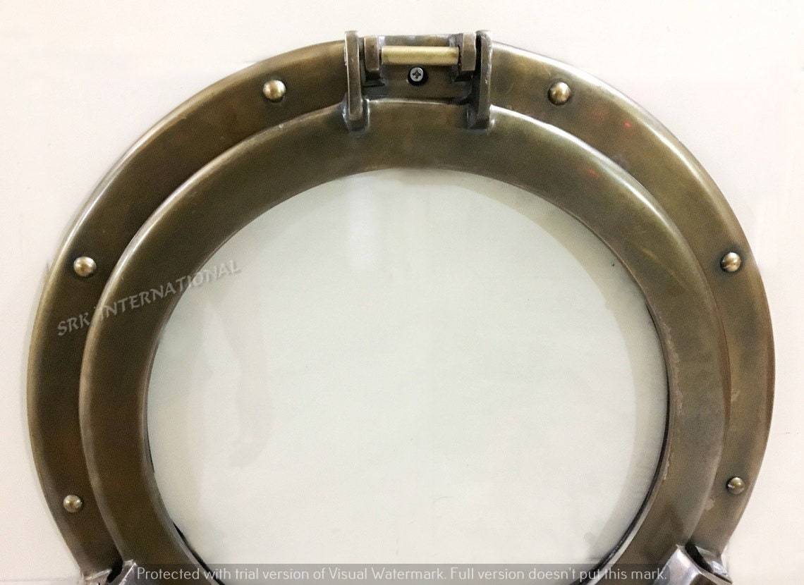17" Aluminium Porthole Antique Finish~Port Window Glass Ship Porthole ...