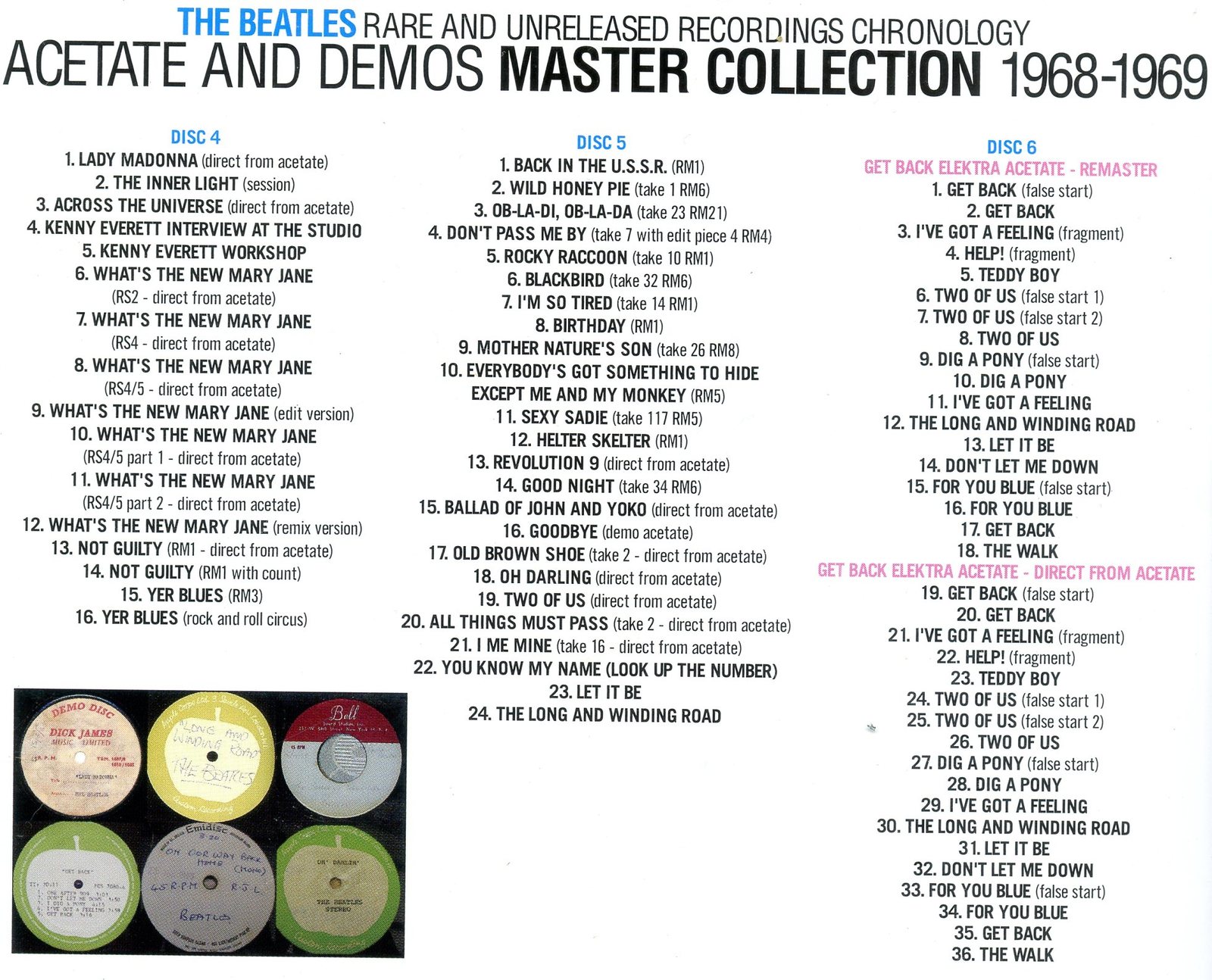 The Beatles - Acetates & Demos Master Collection 1968 - 1969 ( 3 CD SET ...