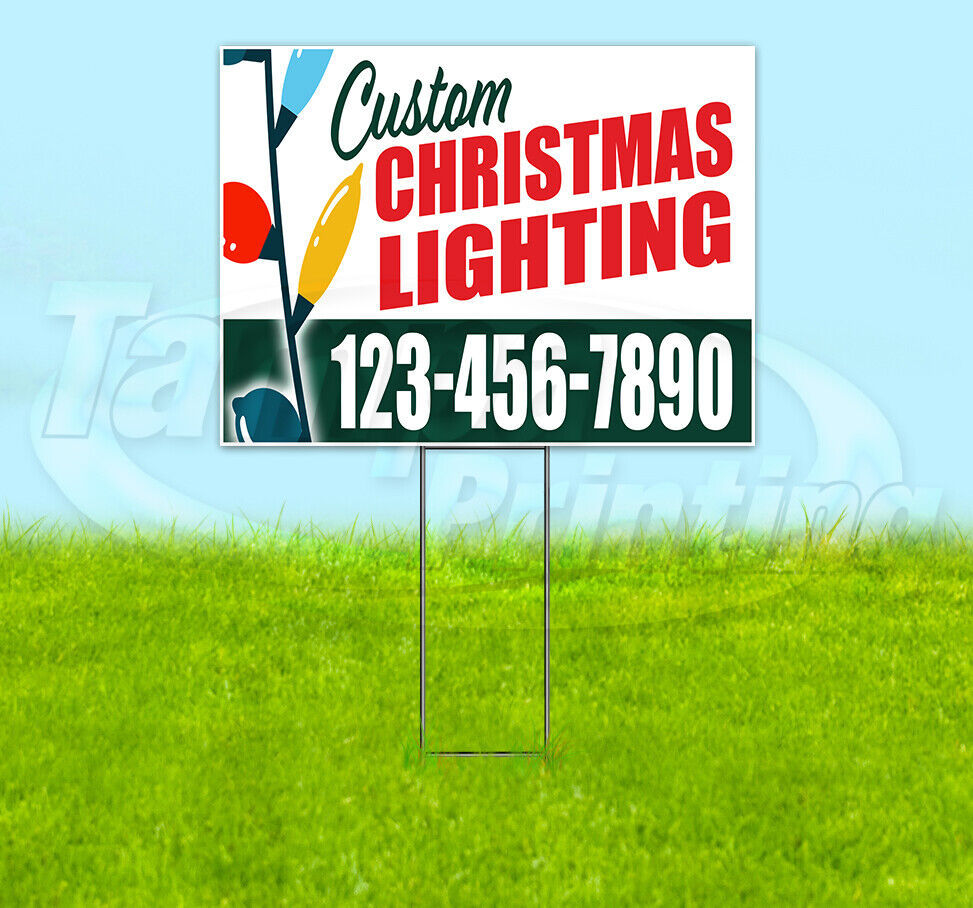 CUSTOM PHONE NUMBER CHRISTMAS LIGHT INSTALLATION 18x24 Yard Sign Snipe ...