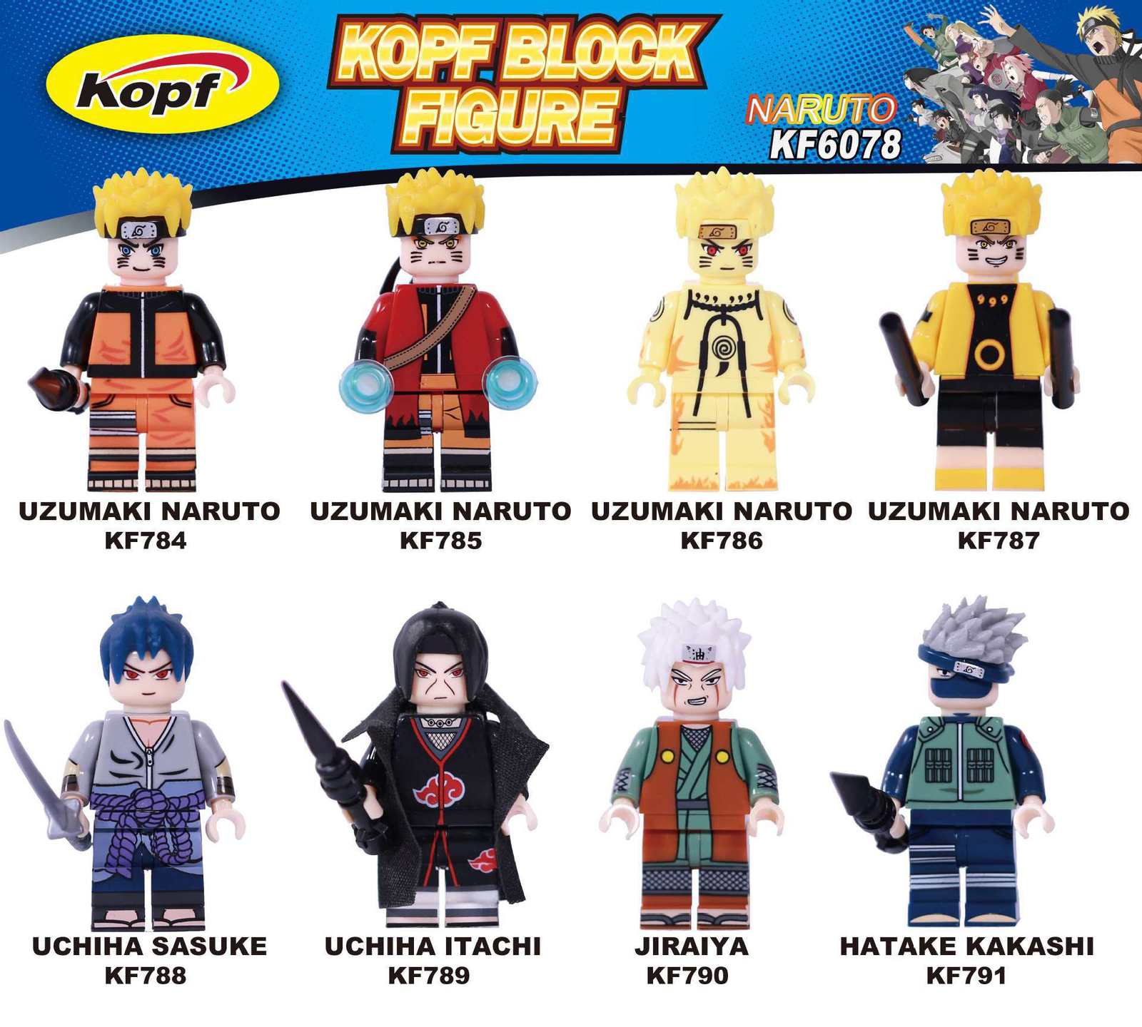 1PCS NARUTO Building Blocks Toys — Hatake Kakashi, Uchiha Sasuke ...