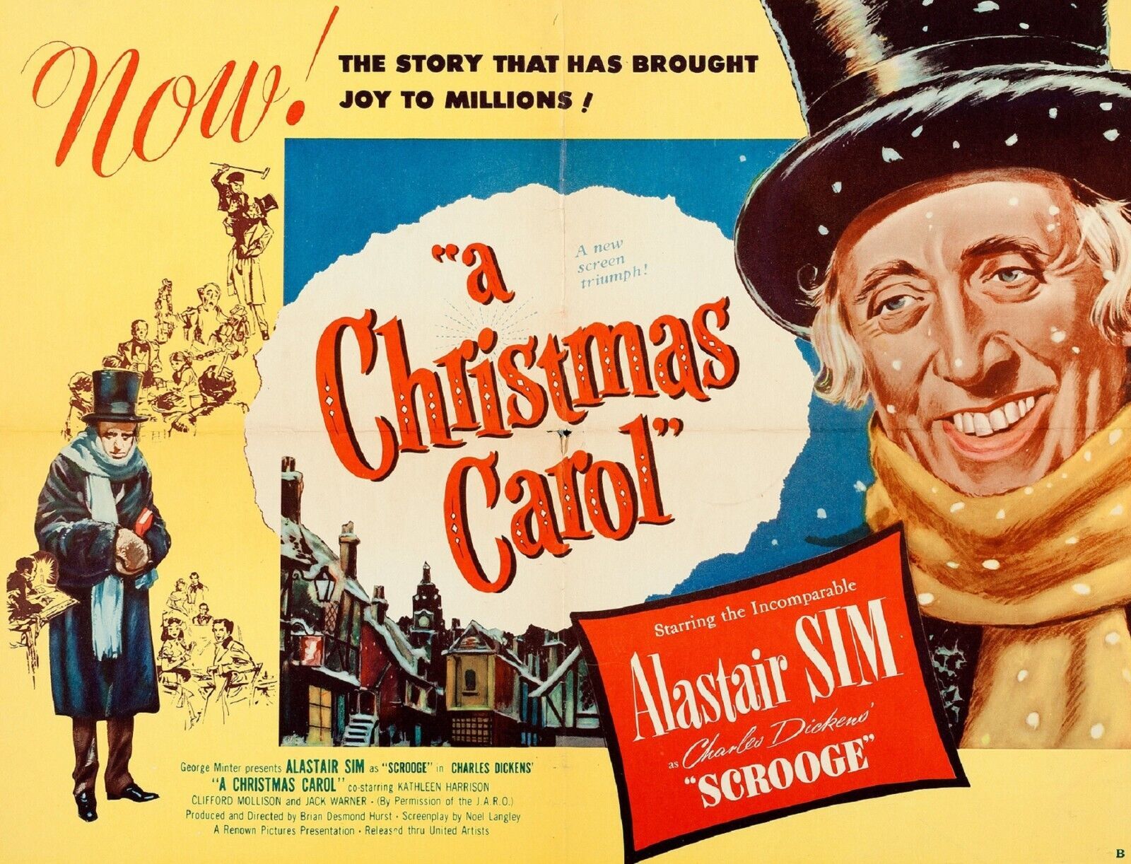 1951 A Christmas Carol Movie Poster 11X17 Ebenezer Scrooge Tiny Tim ...