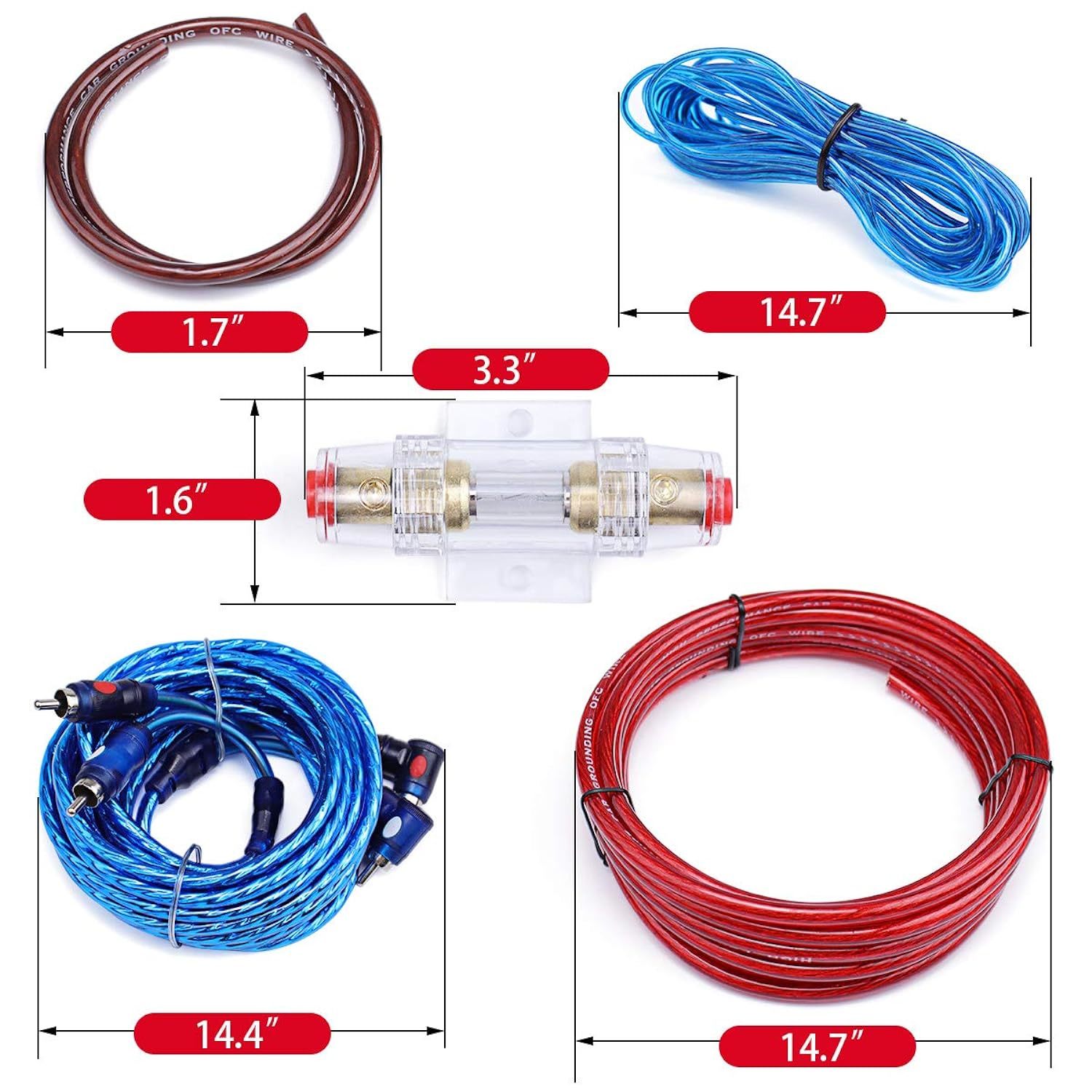 10 Gauge Amplifier Installation Kit With Rca Interconnect And Speaker Wire, Car - Amplifier Kits