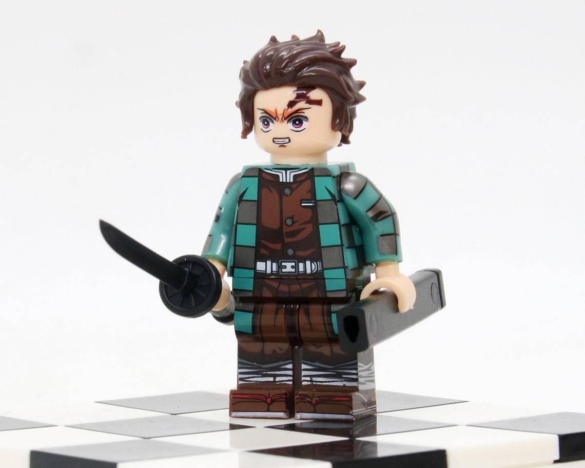 Demon Slayer Kamado Tanjiro (Checkered Suit) Minifigures Weapon and ...