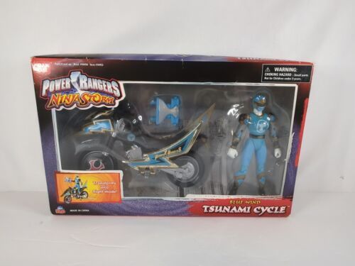 Power Rangers Ninja Storm Blue Wind Action Figure & Tsunami Cycle Read ...