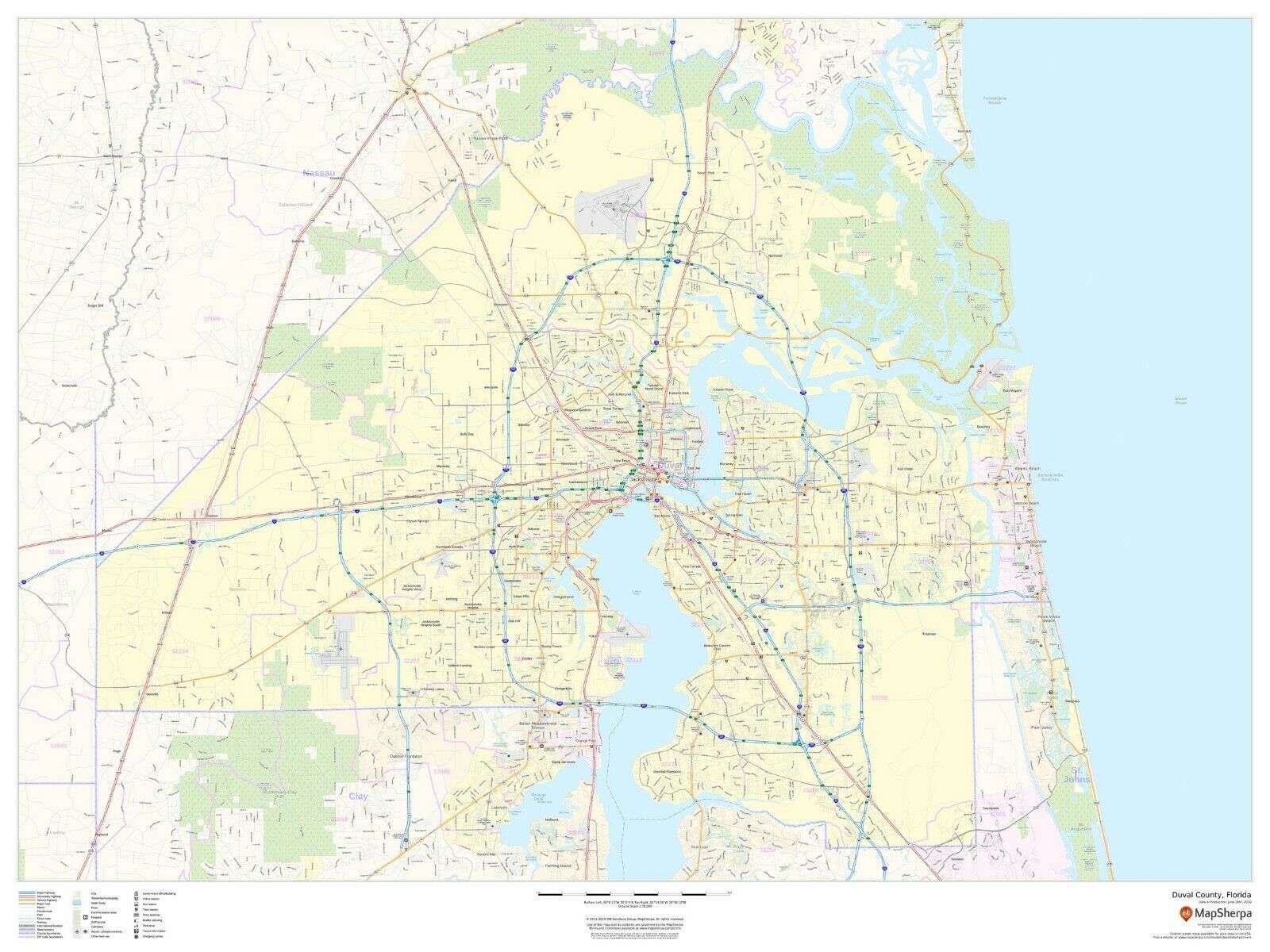 Duval County, Florida Laminated Wall Map (MSH) - Maps & Atlases