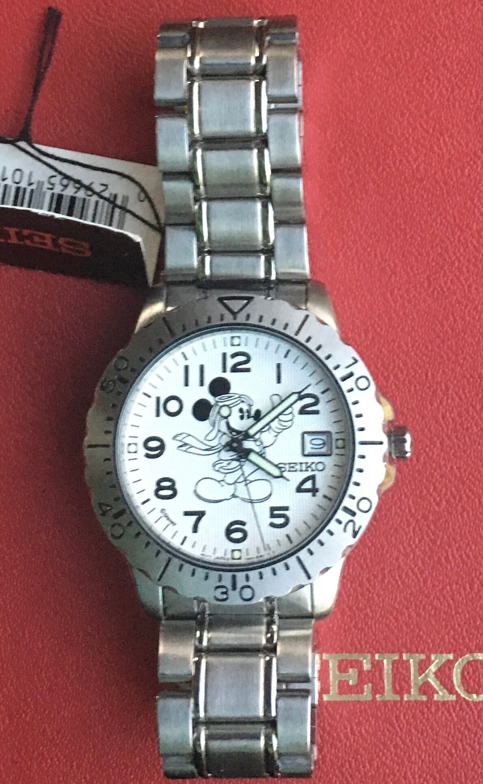 New! Disney Mens Seiko Mickey Mouse Watch! Aviator! Date! - Wristwatches