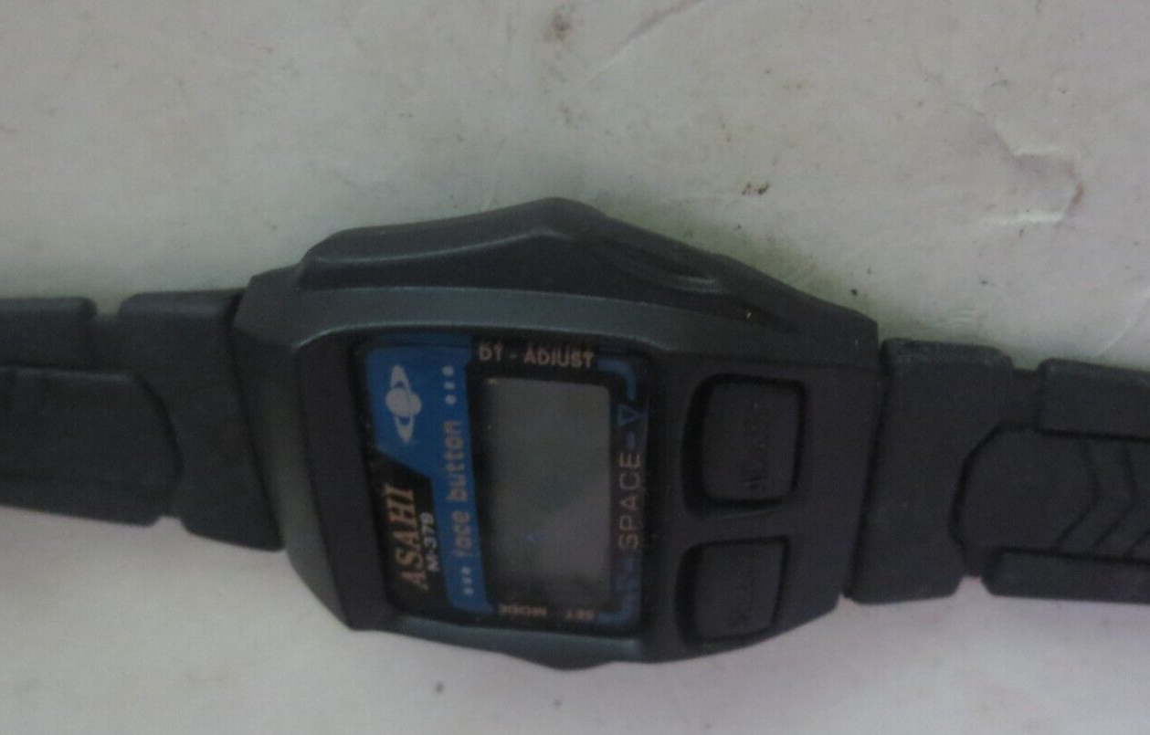 Vintage Asahi M-379 Digital Watch Space Face Button Modern Black Not ...