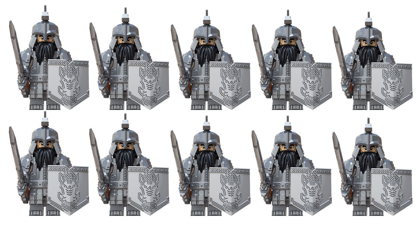 10pcs/set LOTR Dwarf Heavy Greatswords Infantry Army Set Minifigures ...