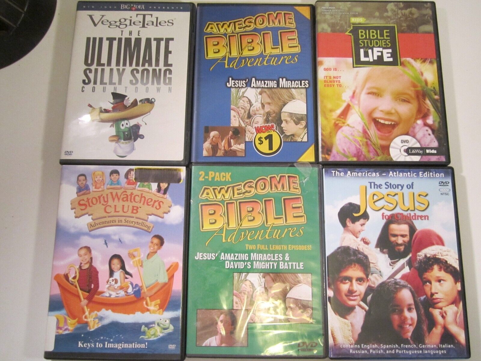 DVD (Lot of 6) CHRISTIAN KID'S Bible Studies VEGGIETALES Story of Jesus ...