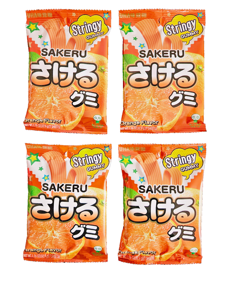 UHA Mikakuto Japanese Sakeru Orange Gummy Candy 7 Pieces 32.9g -Pack of ...