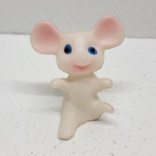 Vintage Mini Plastic Blow Mold 2.5" White Mouse Figure - Mice