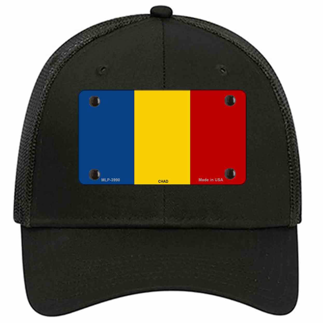 Chad Flag Novelty Black Mesh License Plate Hat - Hats