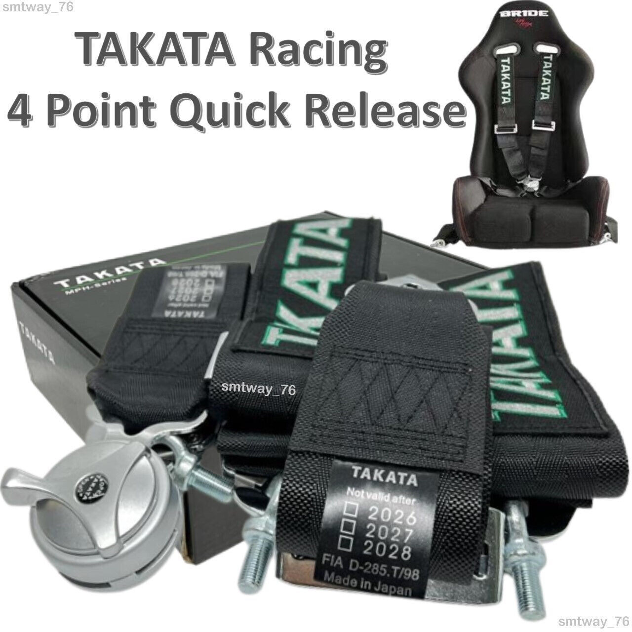 Takata Seat Belt Harness 4 Point Snap On 3" and 50 similar items