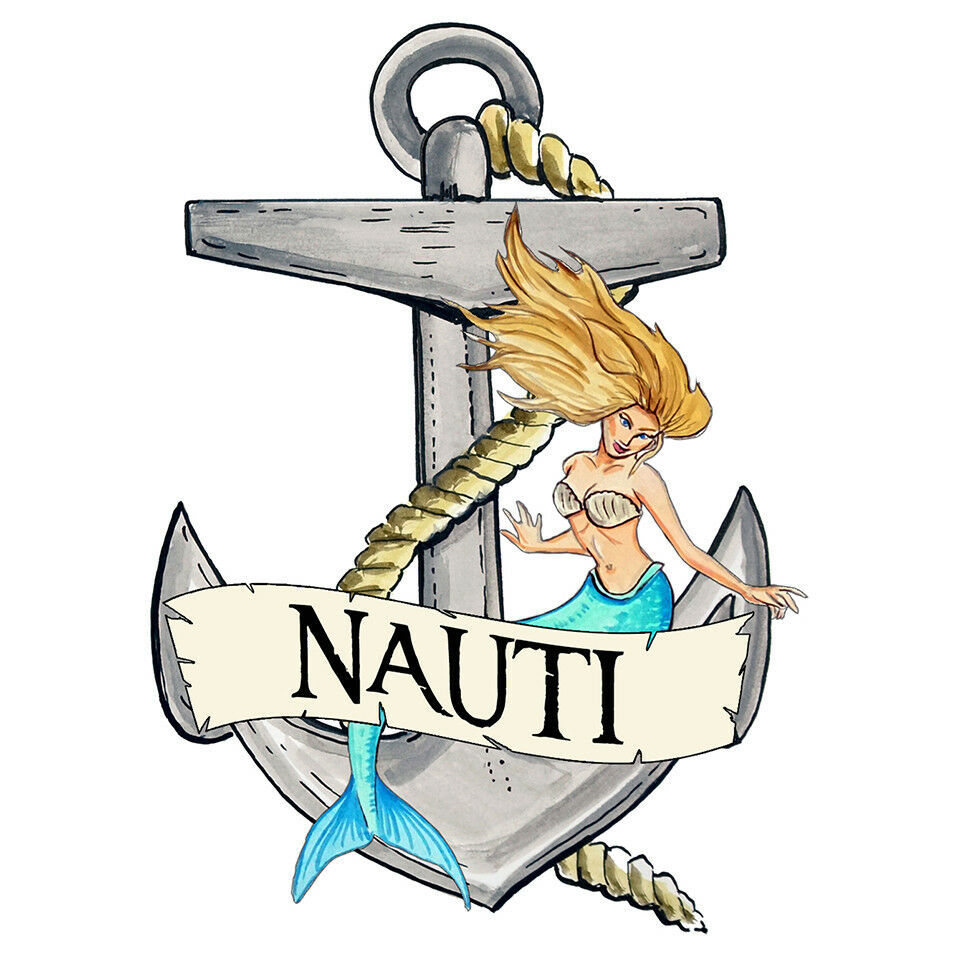 Nauti - Anchor with Mermaid Vinyl Decal and similar items