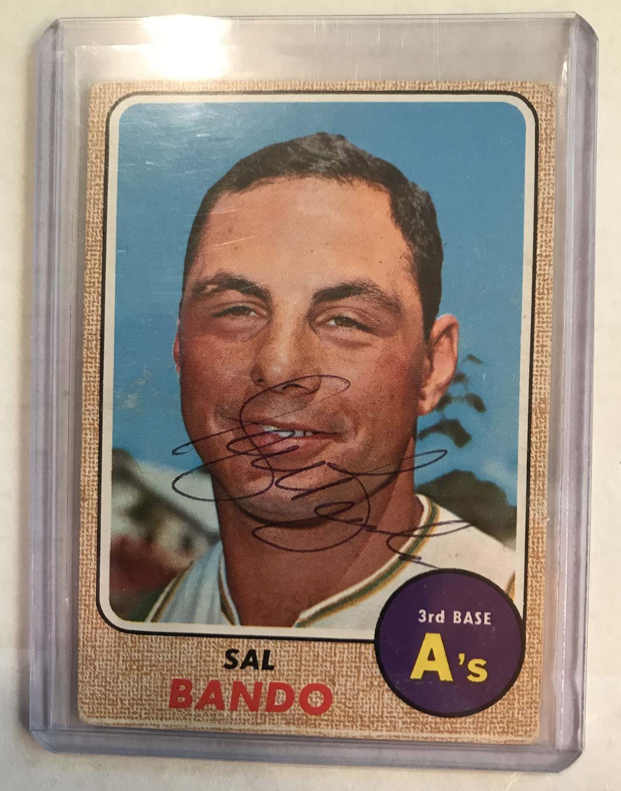 Sal Bando Signed Autographed 1968 Topps Baseball Card - Oakland A's ...