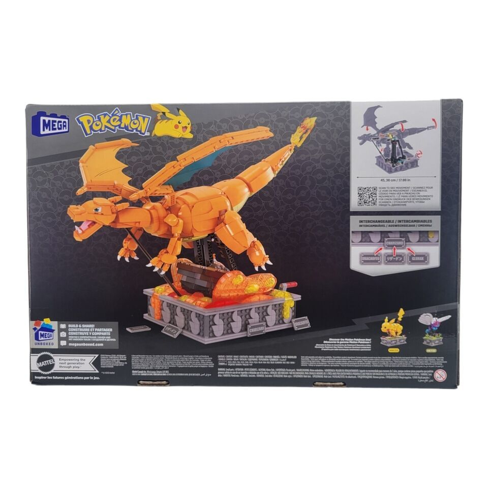 MEGA Pokemon Charizard Building Kit with Motion Toy 1664 Pieces Blocks ...