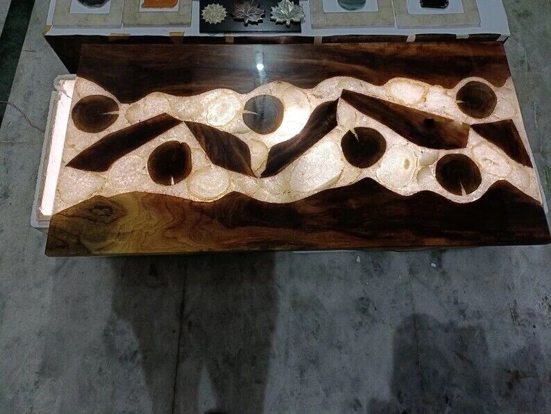Rectangle Epoxy Table Top, Wooden Table, Agate Epoxy Table, Home Decor ...