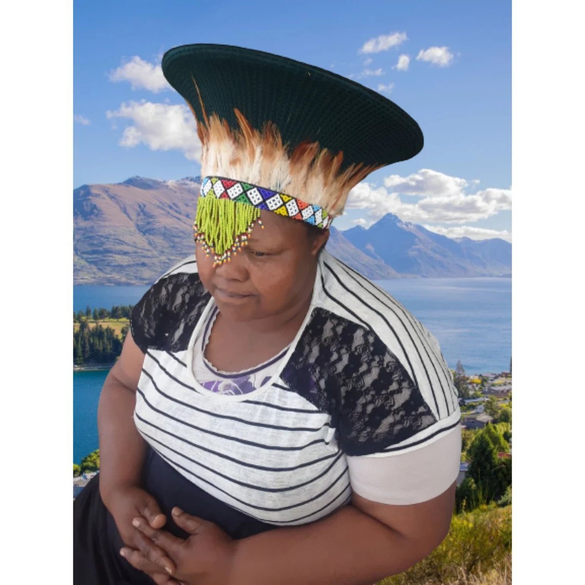 Large Black Zulu Hat African Hat Isicholo African Bucket Hat