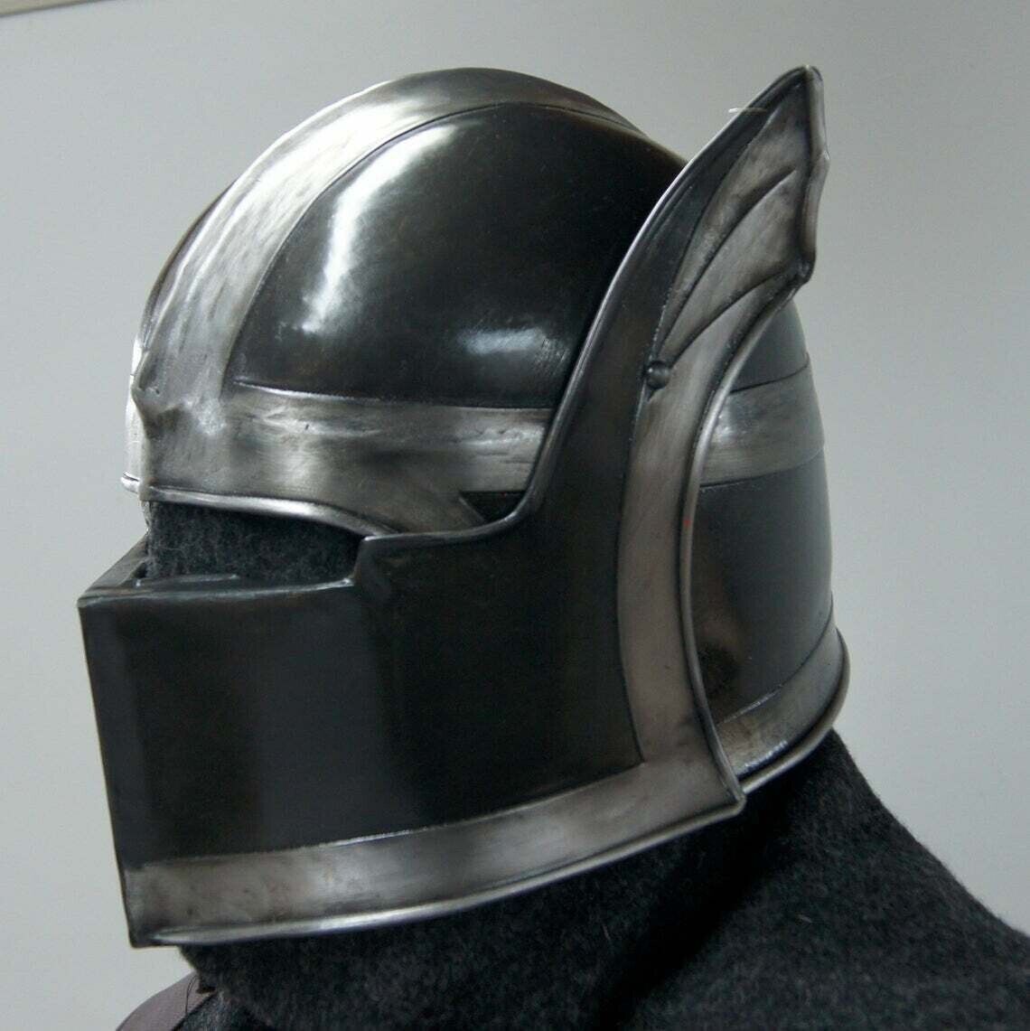 Medieval Replica Blackened 18Ga Steel Dark knight Sallet Helmet Armor ...