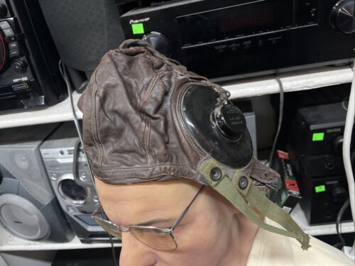 Antique WW1 Western Electric 1-A US Aviator Pilot Leather Flight Helmet ...