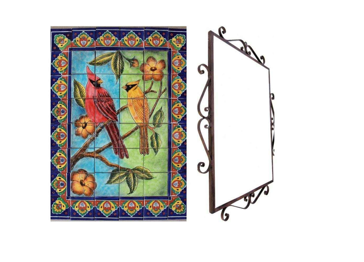Mexican Talavera Mural HQ - Cardenales1 - - Floor & Wall Tiles