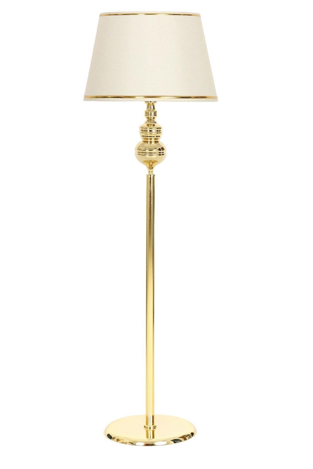 Munch Gold Plated Metal Flat Single Leg Floor Lamp - Cream with Gold ...