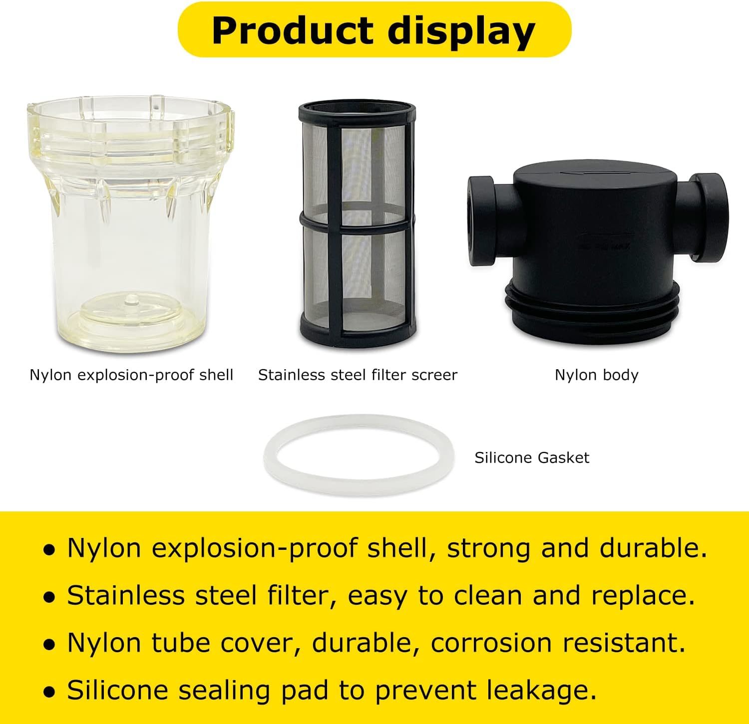 100 Mesh Stainless Steel Filter Screen On A 1/2" Female Npt In-Line ...