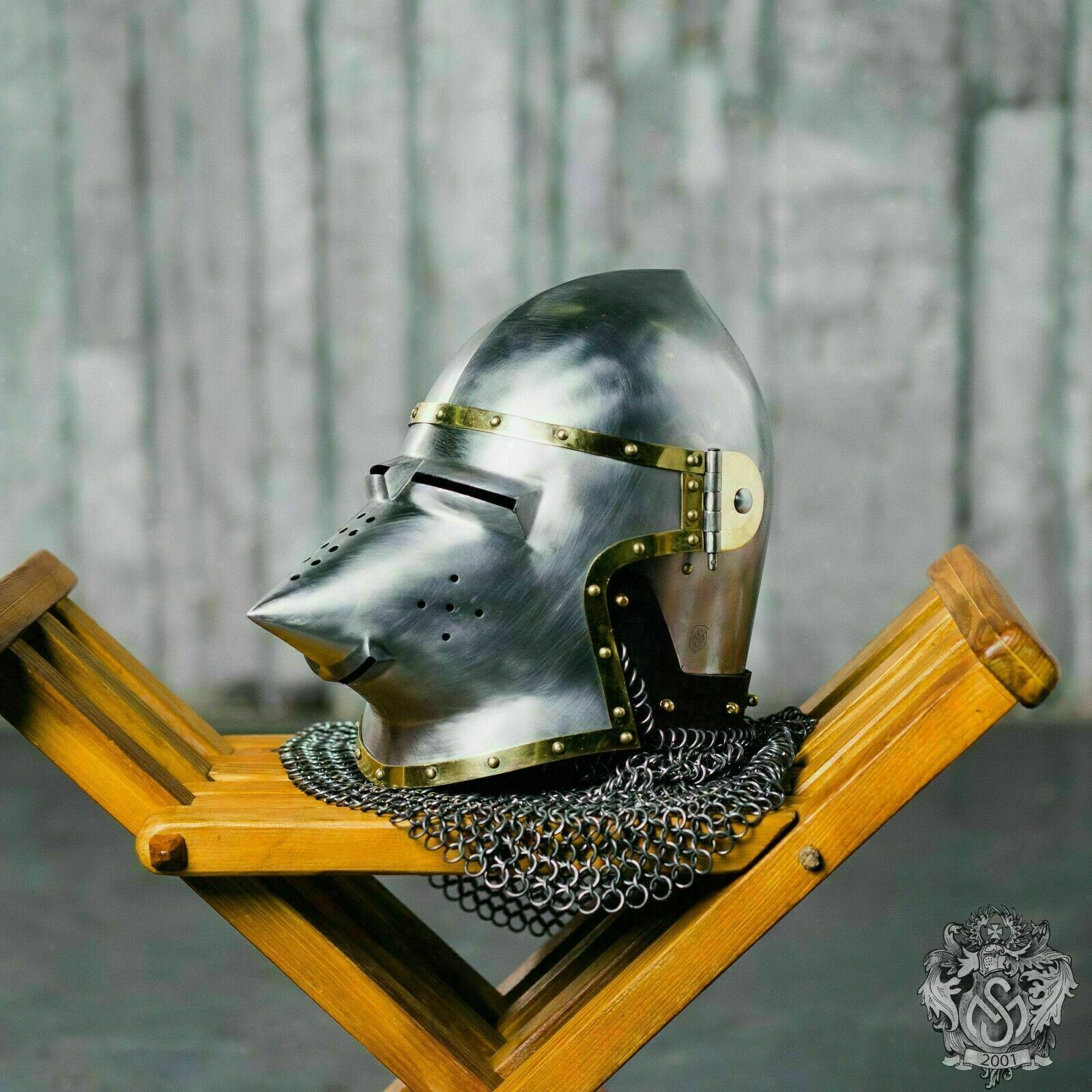 Custom SCA HNB 14 Gauge Steel Medieval Combat bascinet Hounskull Helmet ...
