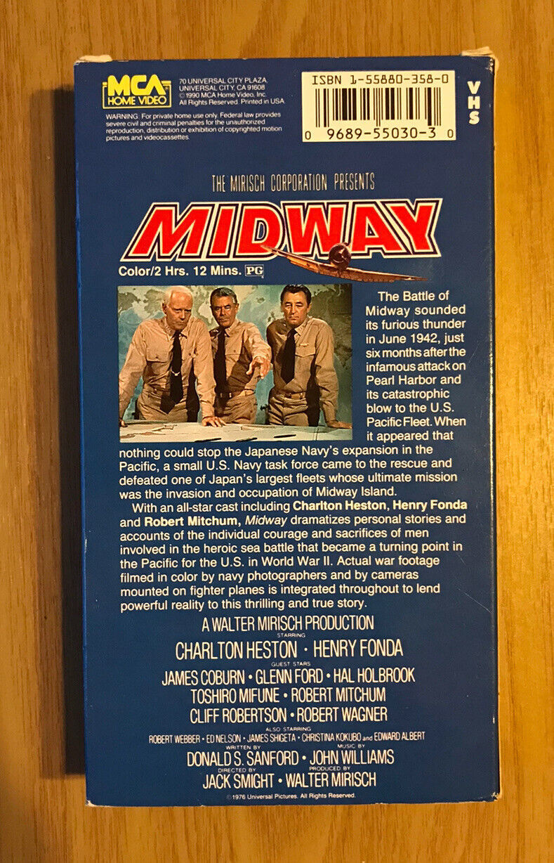 Midway VHS Video Charlton Heston Henry Fonda - VHS Tapes
