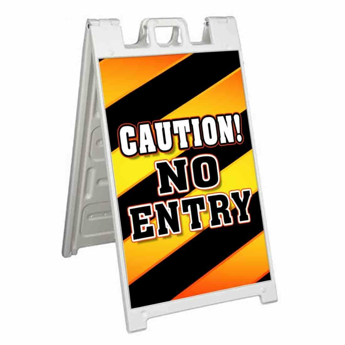CAUTION NO ENTRY Signicade 24x36 Aframe Sidewalk Sign Banner Decal ...