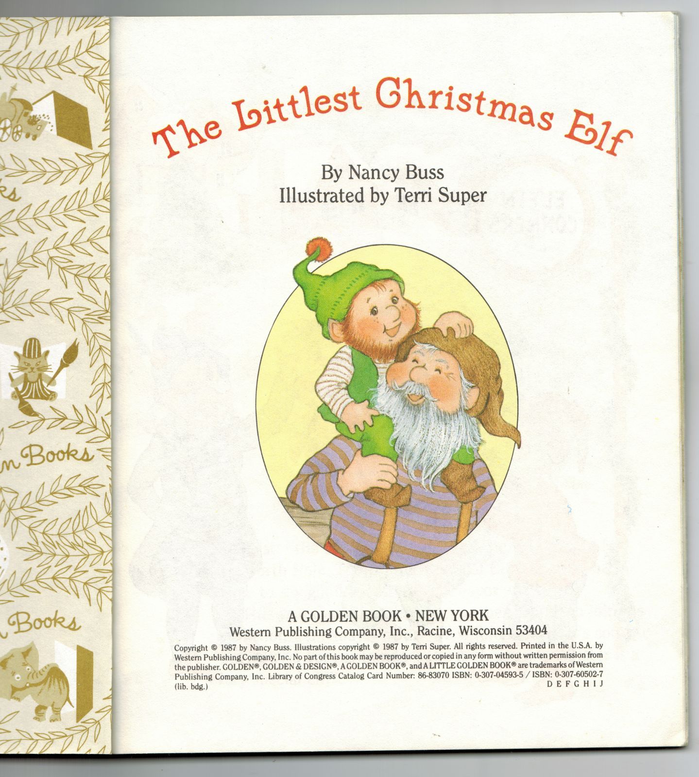 Vintage 1987 The Littlest Christmas Elf Nancy Buss HC Little Golden ...
