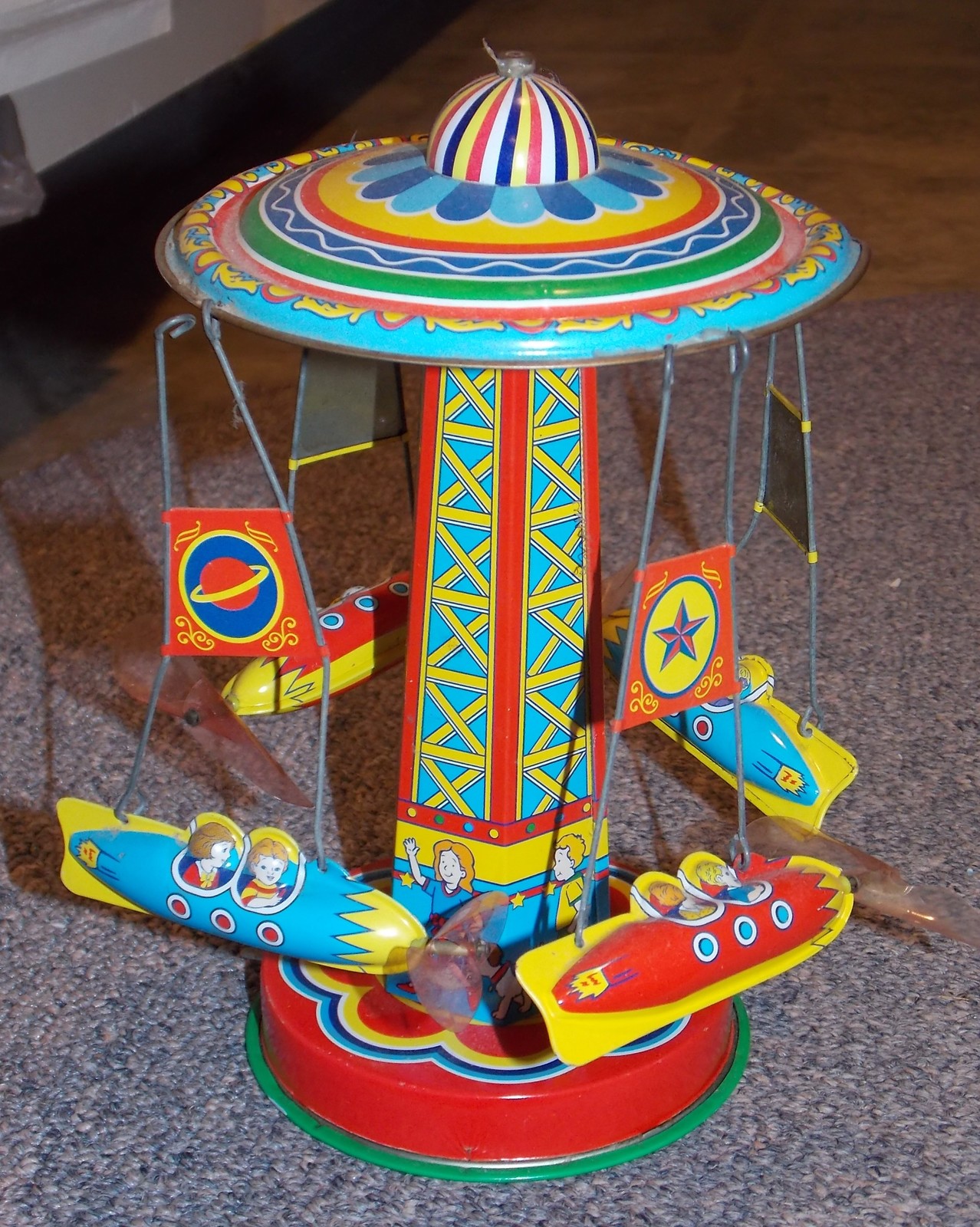 Schylling Rocket Ride Carousel Tin Toy - 1970-Now