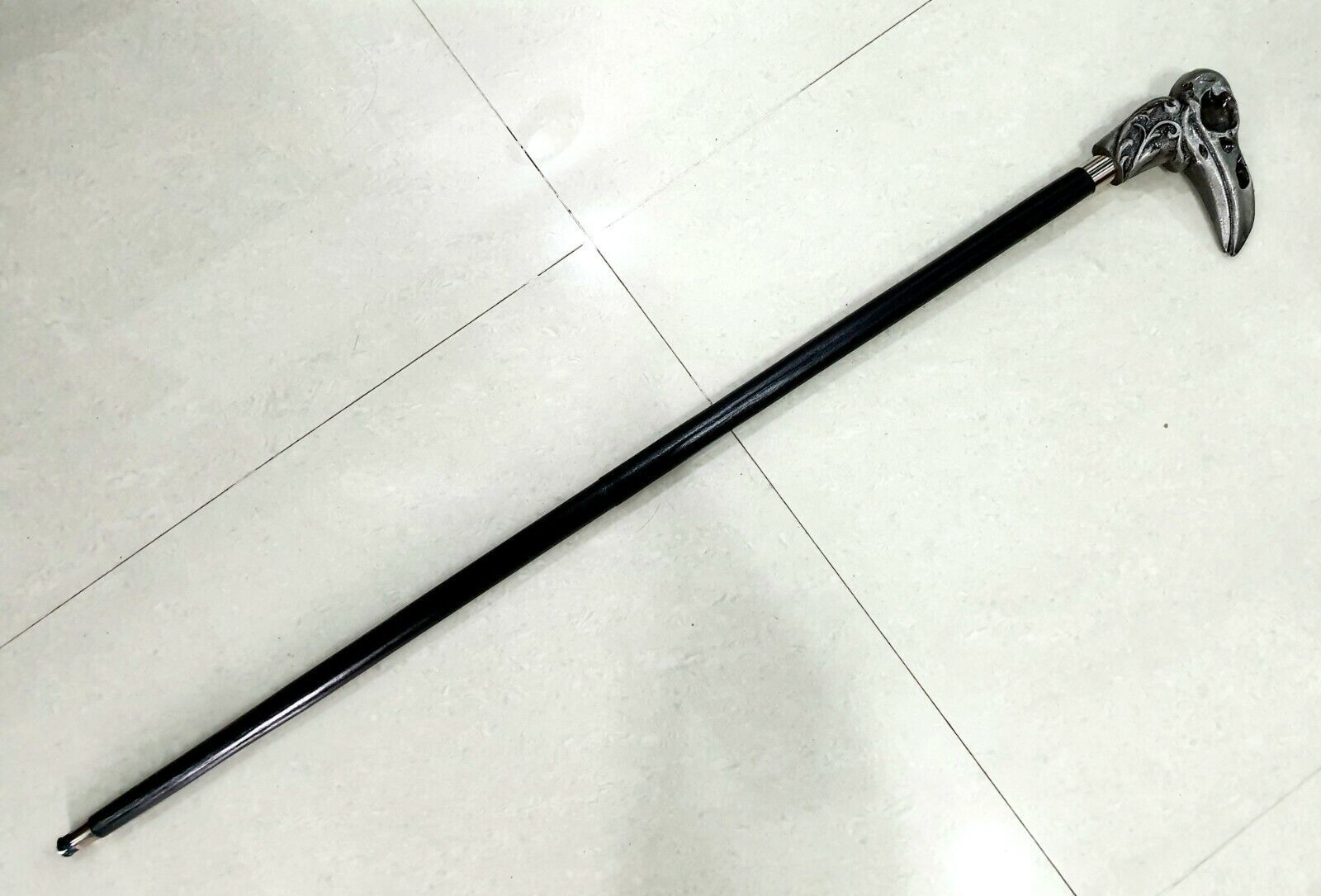 Heavy Raven Skull Handle With Black 2 fold Wooden Walking Made From ...