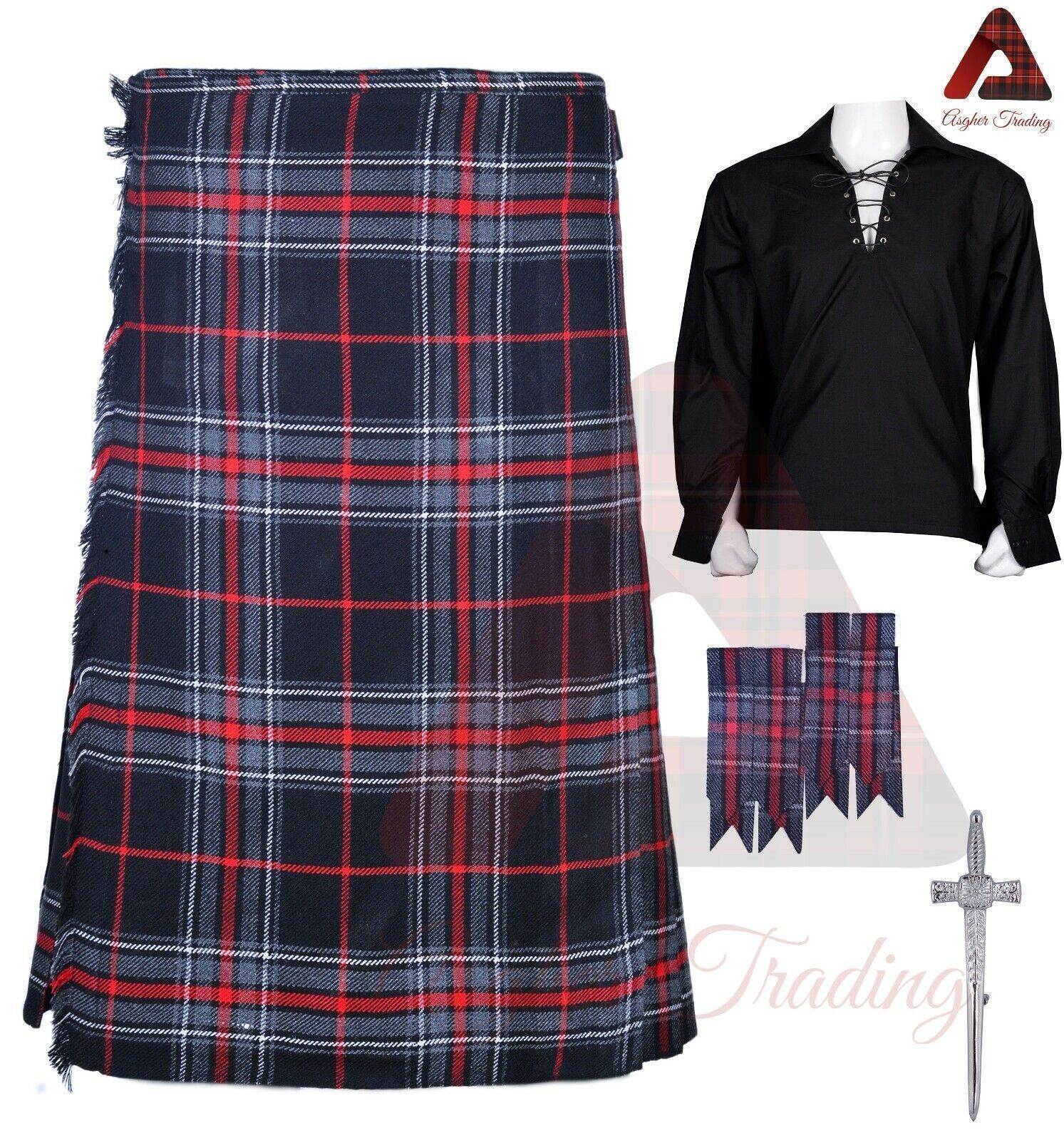 Scottish Men's Spirit of Bruce Tartan 8 Yard KILTS Highland Casual Kilt ...